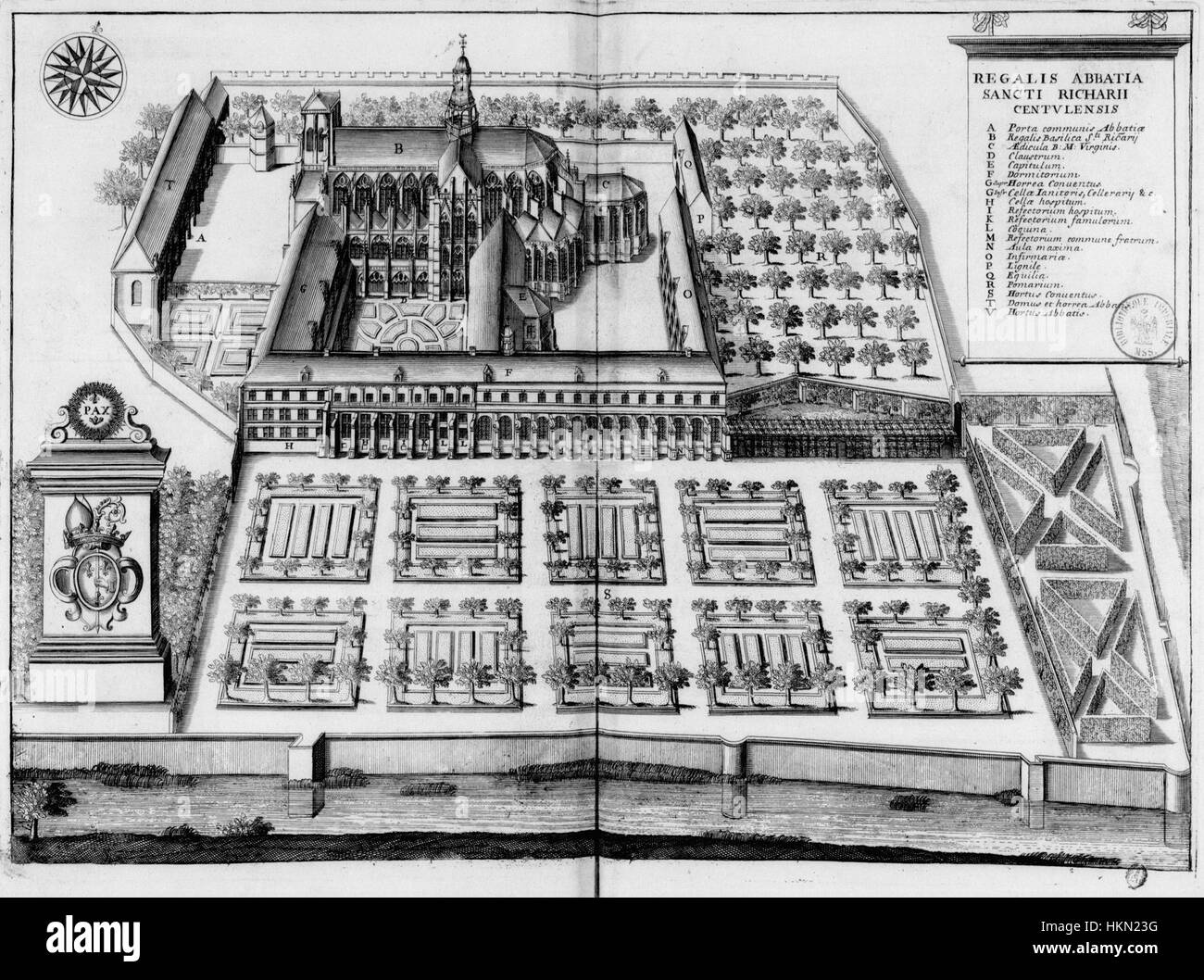 L'illustration de l'abbaye de Saint-Riquier du Monasticon Gallicanum ...