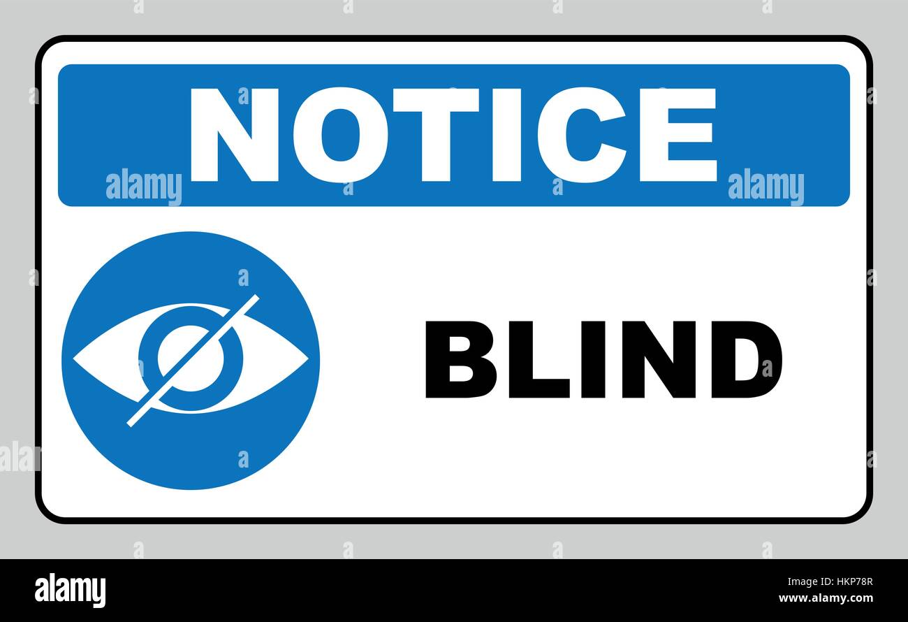 Blind sign in Blue Circle, avis label. Traversée icône de l'oeil. Logo ...