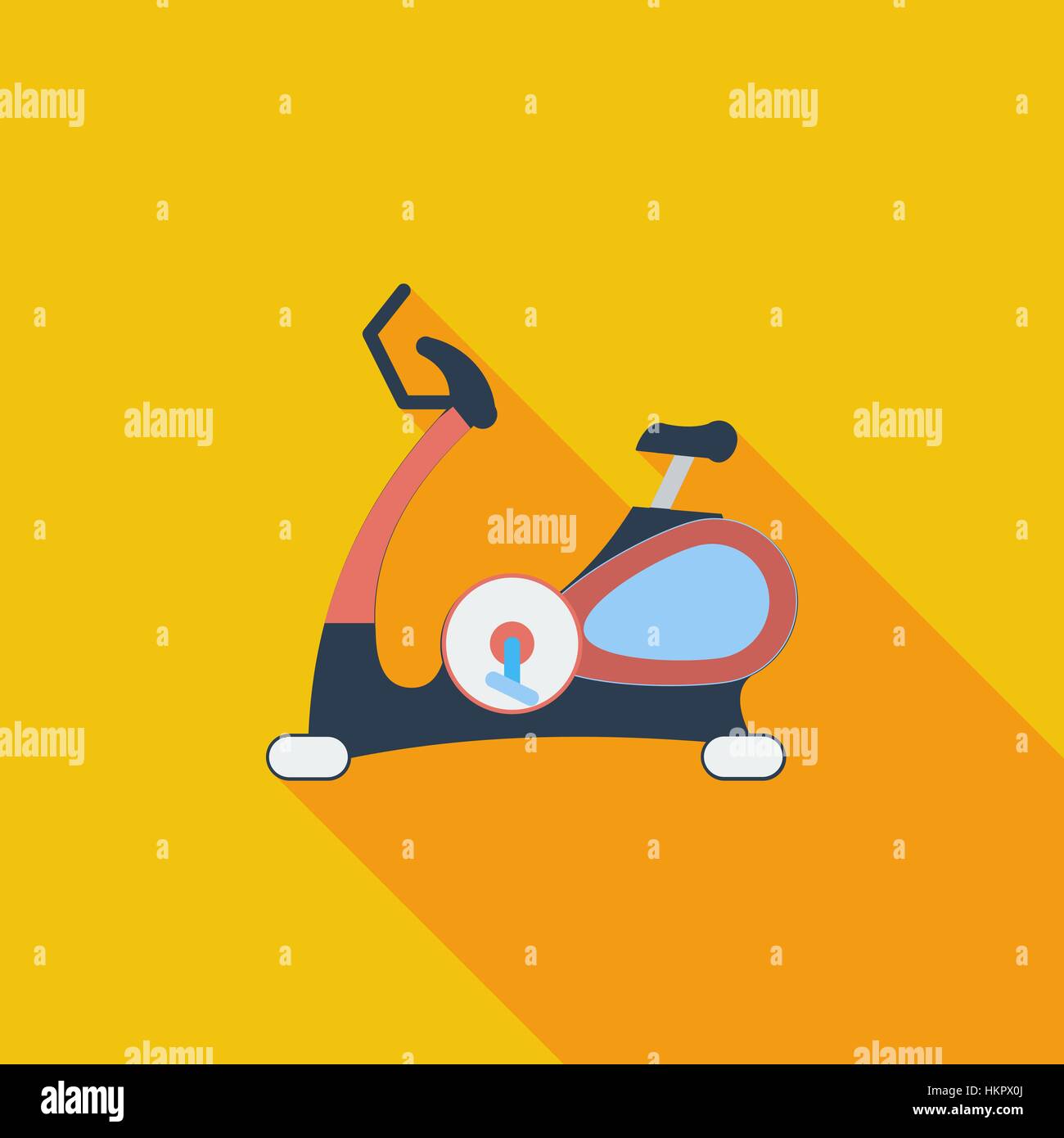 Vélo d'exercice. Télévision avec l'icône des vecteur long shadow pour ...