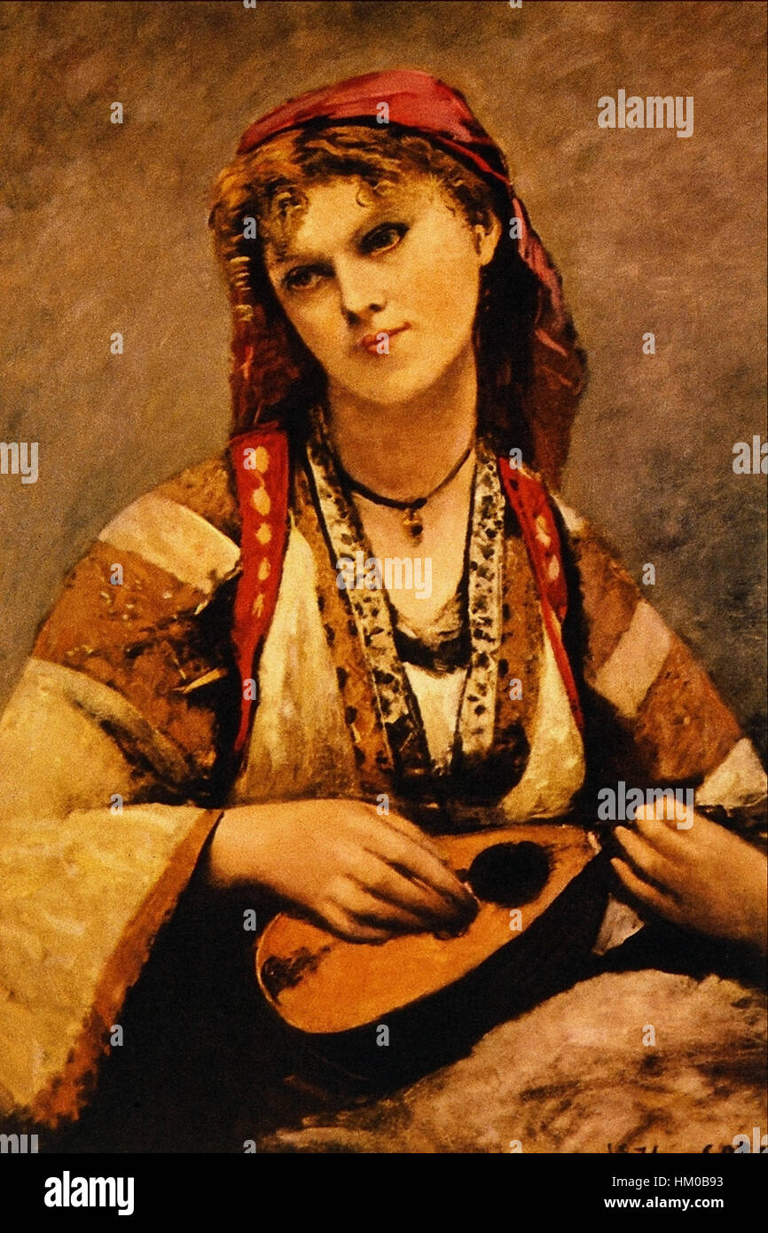 « Gypsy with a Mandolin » de Jean Baptiste Camille Corot capture la ...