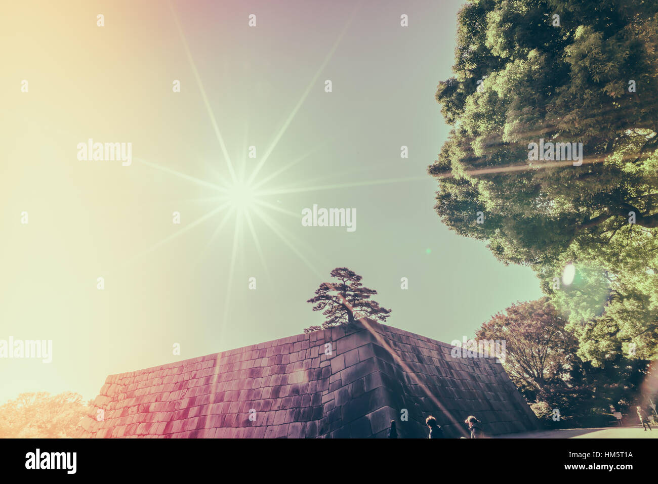 La fondation d'une tour du château de l'époque Edo-jo Château, Japon ...