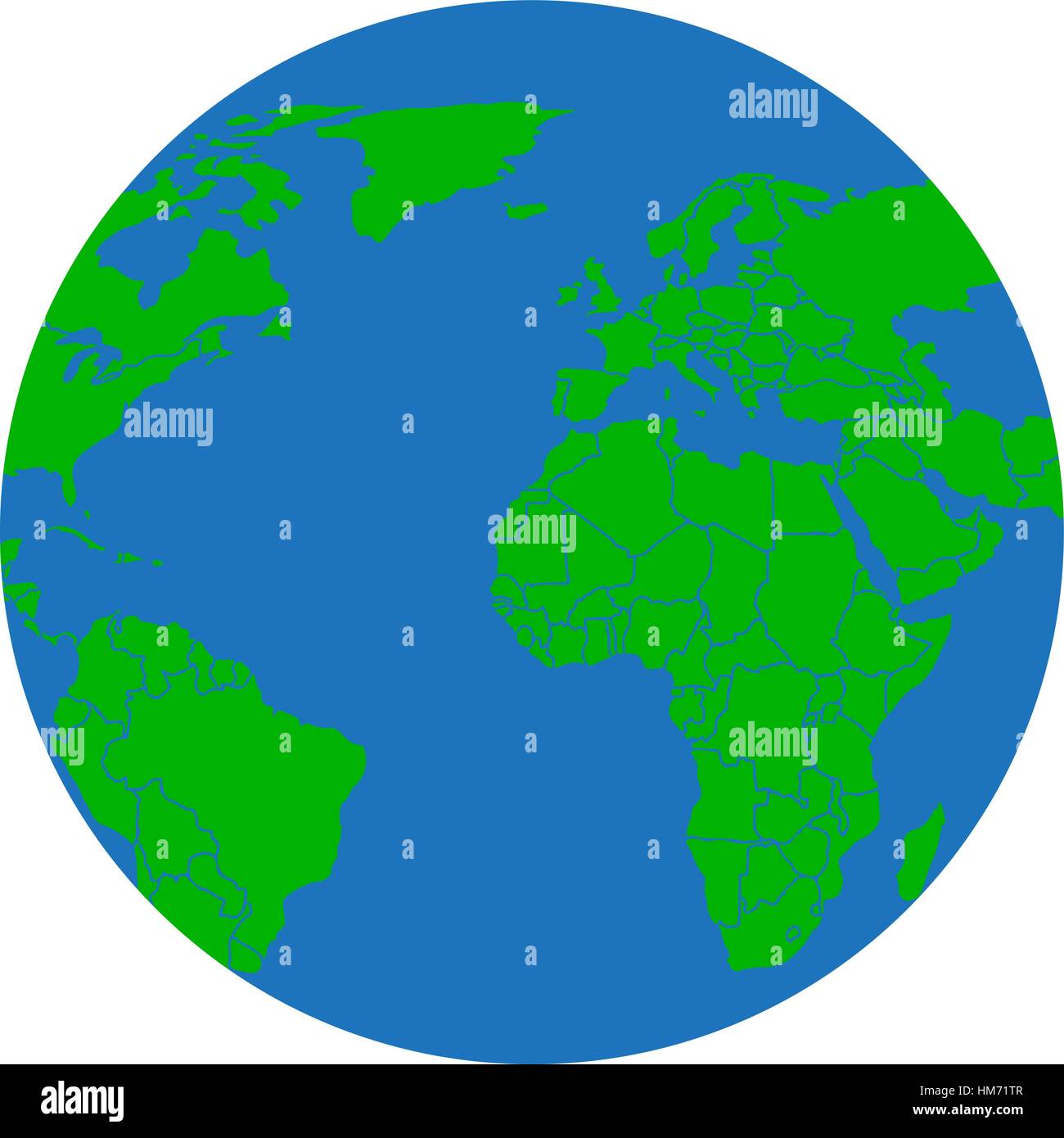 Globe terrestre de la terre isolé sur fond blanc. L'icône de la planète terre plate. Vector ...