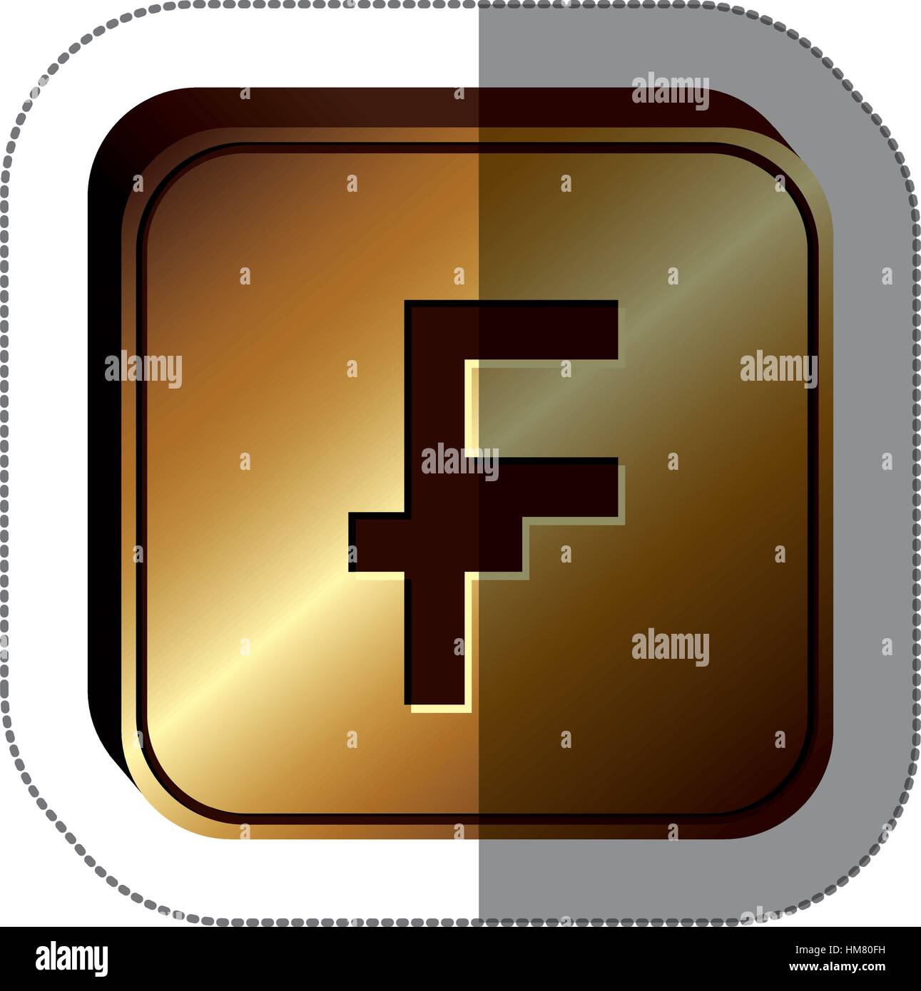 Golden square avec autocollant de symbole monétaire française et belge ...