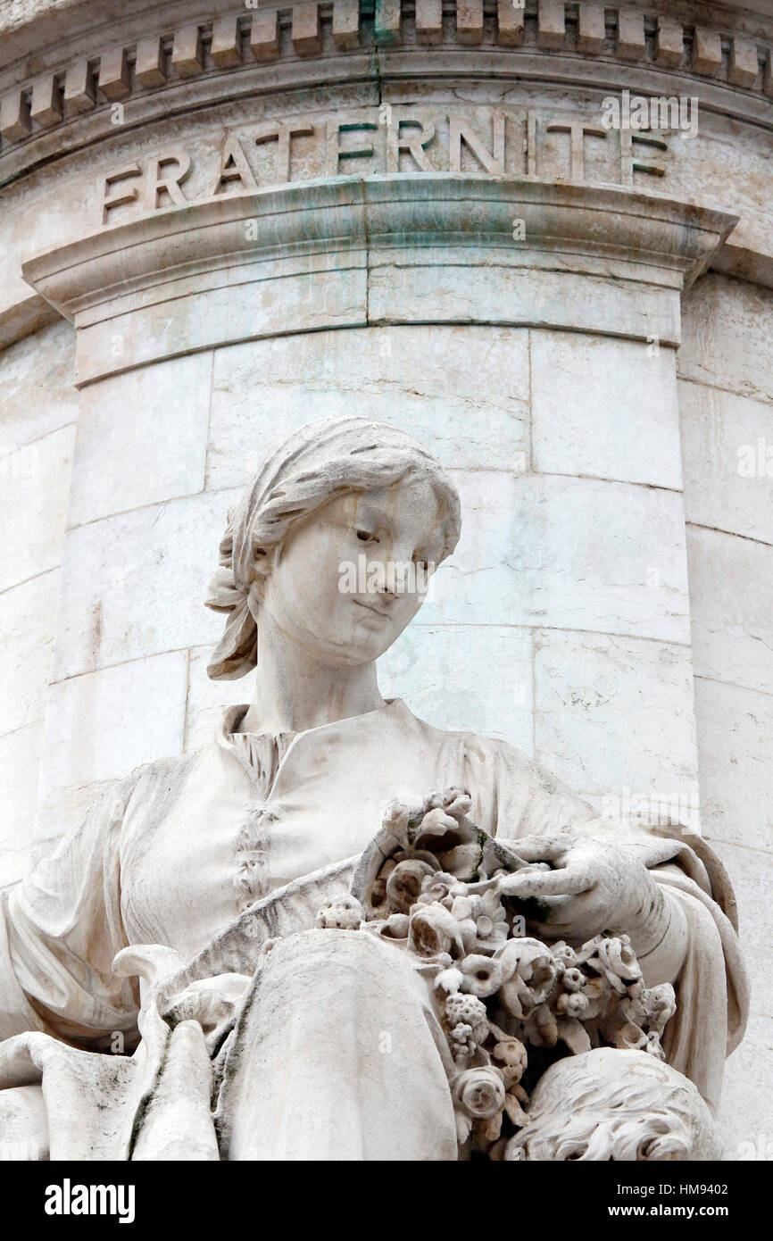 France, Paris. Place de la République. Statue de la République. Statue ...