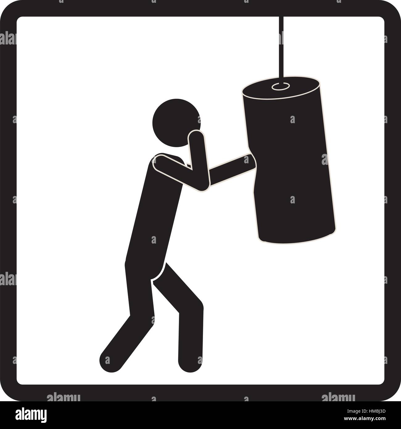 Pictogramme carré poids sac homme frapper vector illustration Image ...