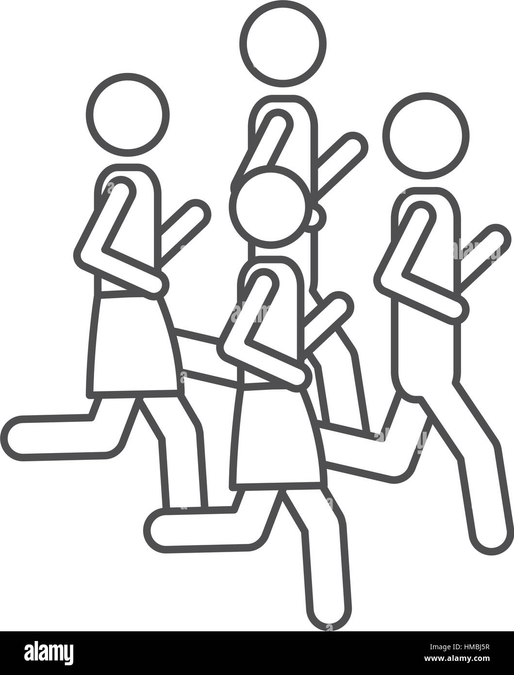 Pictogramme silhouette jogging marathon hommes dans vector illustration ...