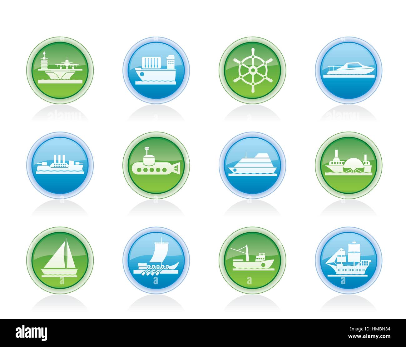 Différents types de bateaux, icônes - Vector icon set Image Vectorielle ...