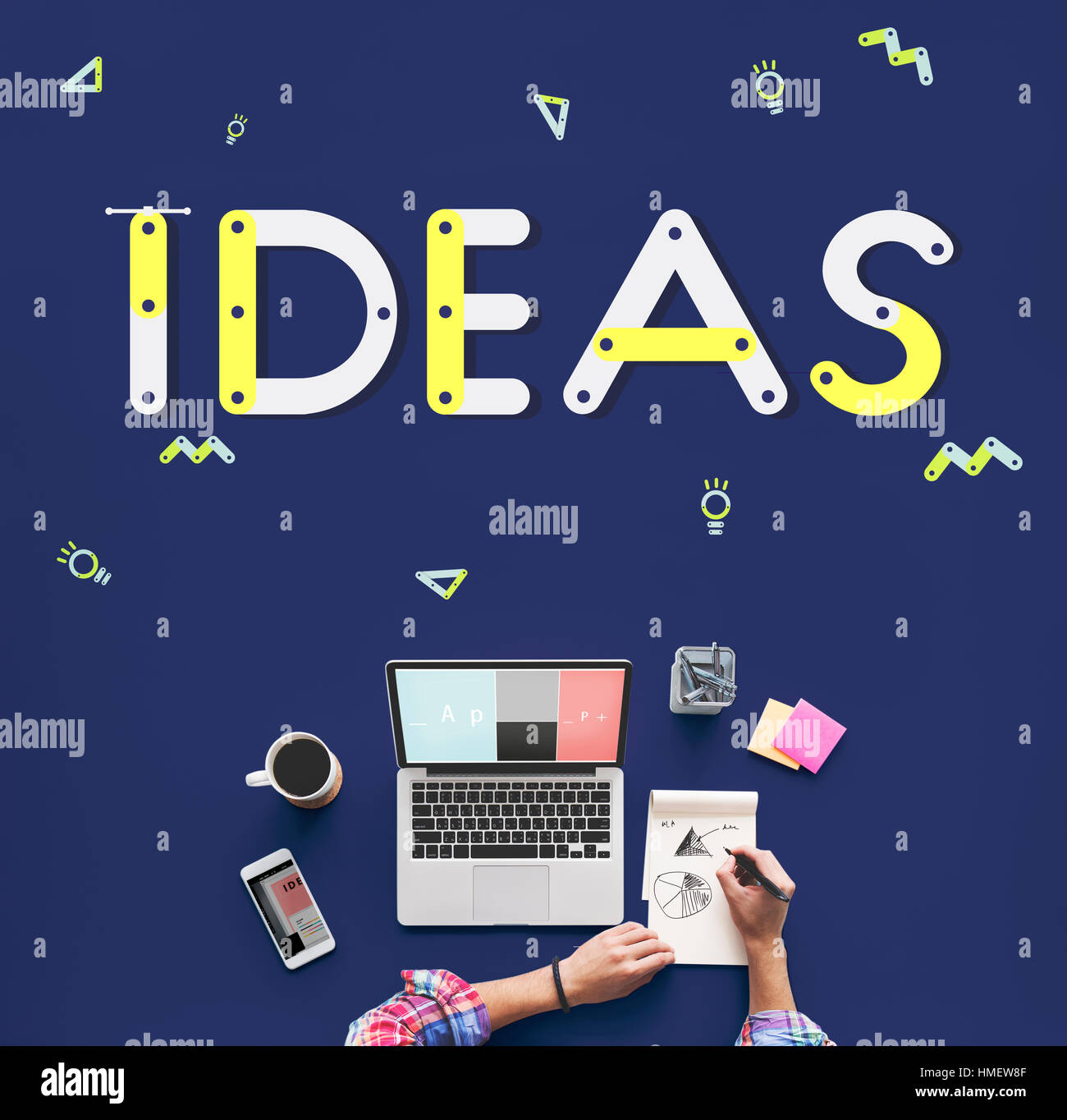 Idées Design Projet Croquis Concept objectif créatif Photo Stock - Alamy