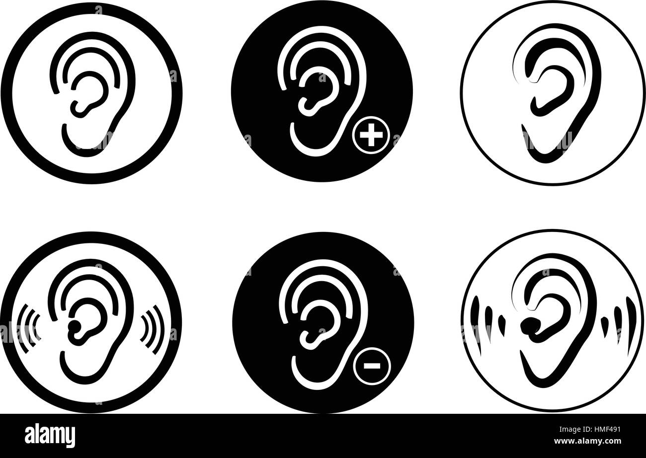 Symbole de l'oreille Banque d'images noir et blanc - Alamy