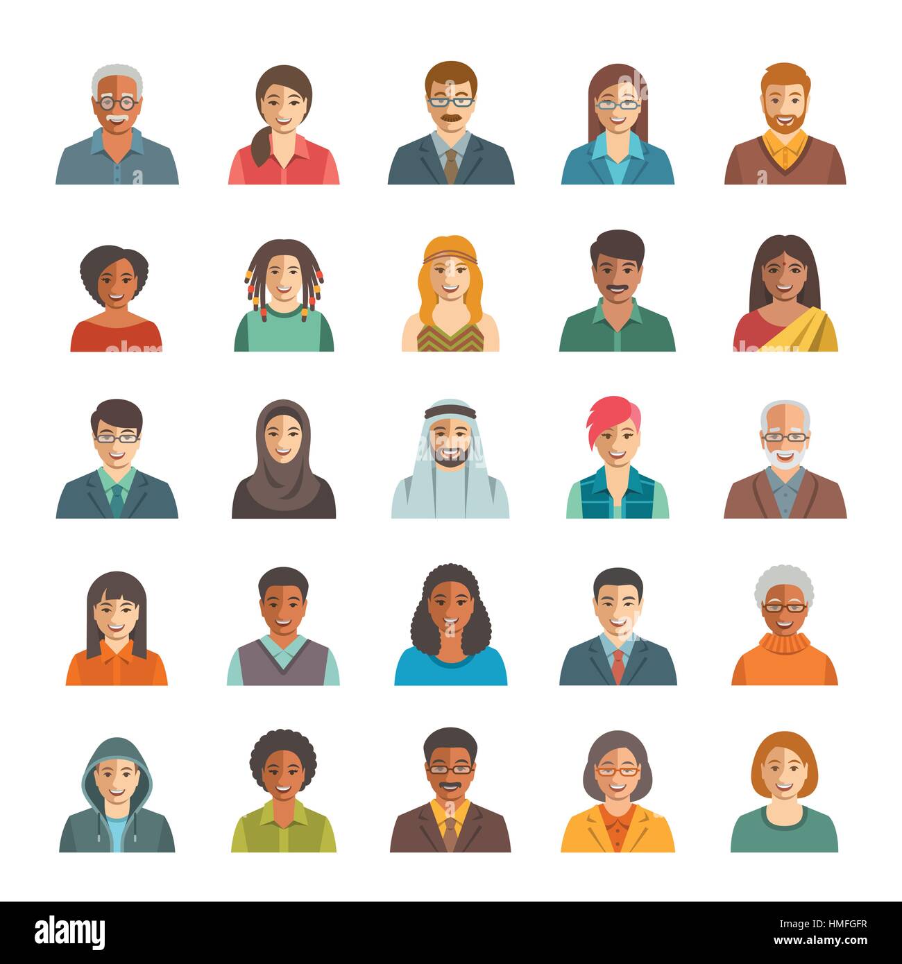 Les visages des gens vector icons avatars. Télévision couleur portraits ...