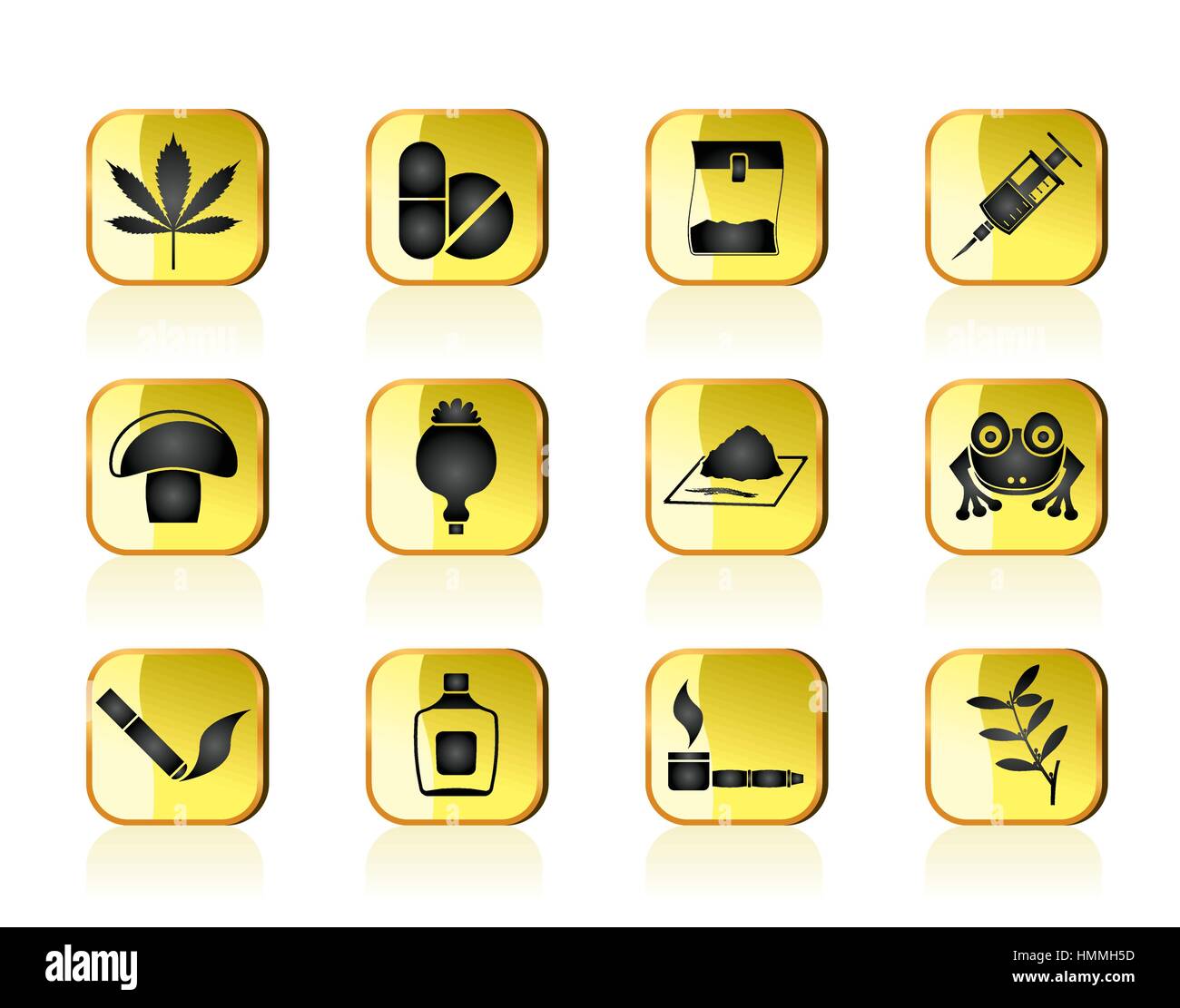 Différents types d'icônes de la drogue Image Vectorielle Stock - Alamy