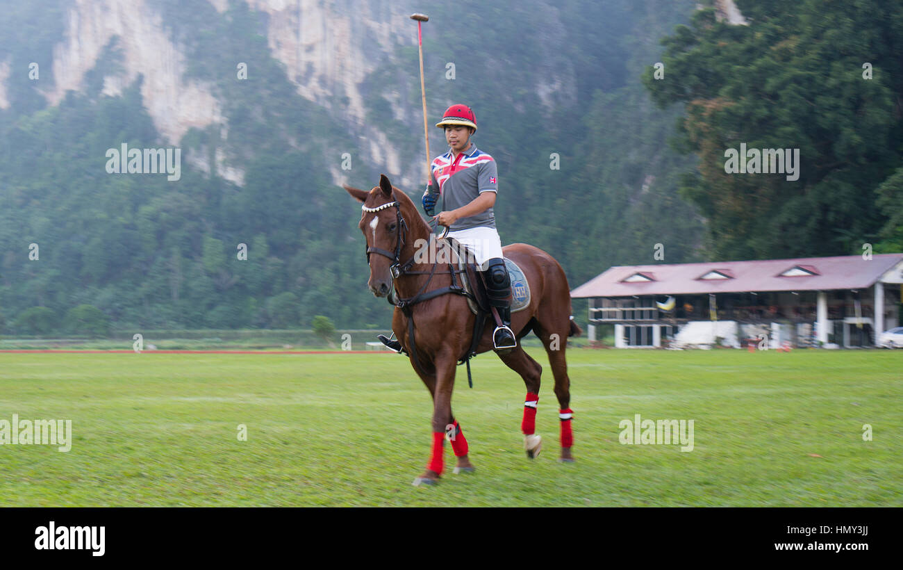 IPOH, Perak - Avril 26, 2015 ; un joueur de polo équitation son cheval ...