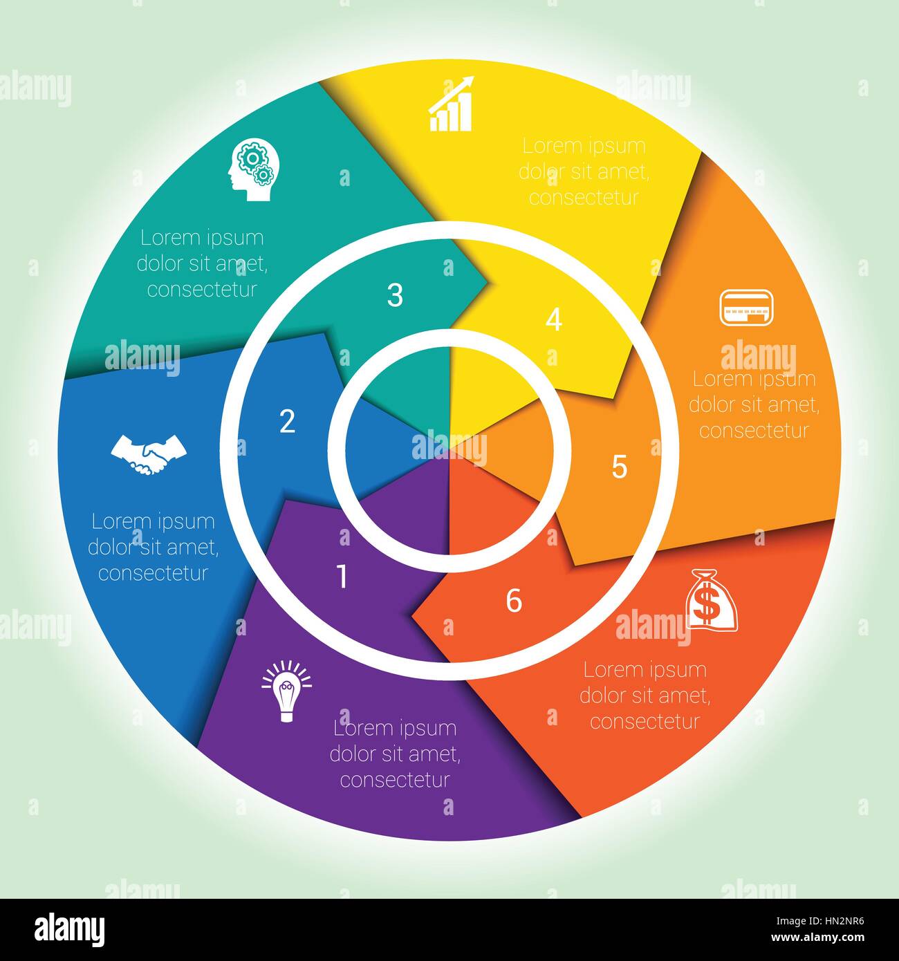 Schéma cyclique de modèle pour l'Infographie carte de la région de six ...