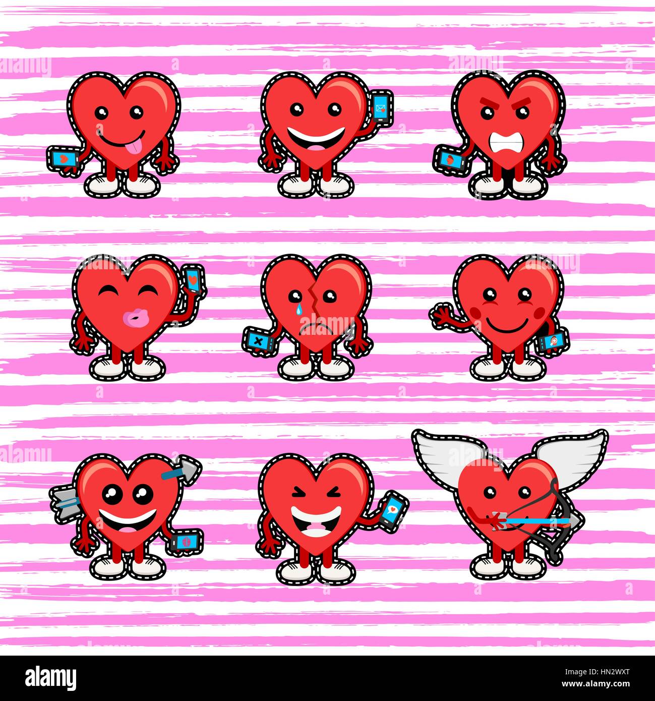 Emoji emoticon smiley vector set coeur Banque de photographies et d ...
