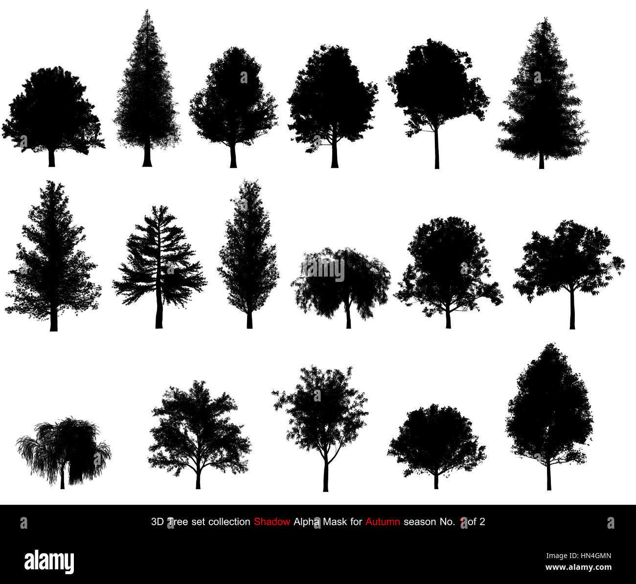 Ombre Silhouette arbre noir masque alpha ou de l'ensemble de la saison ...