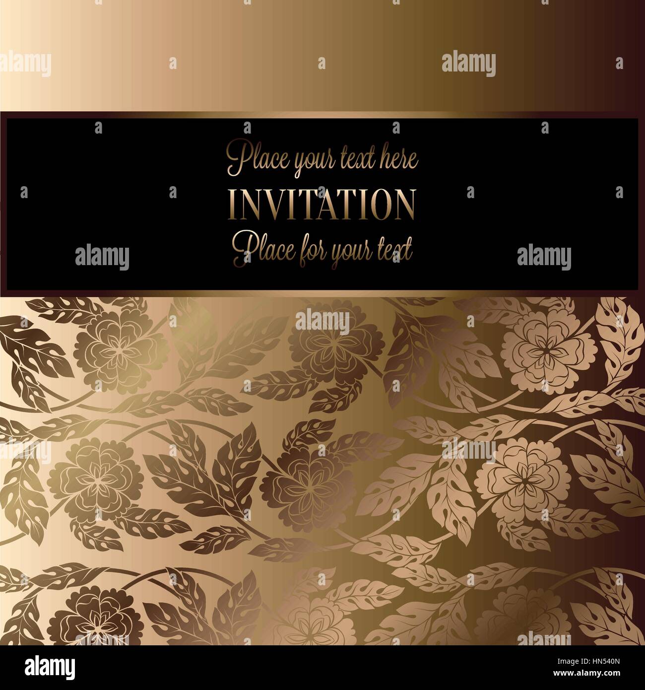 Floral background avec mobilier de luxe, noir, beige et or vintage ...