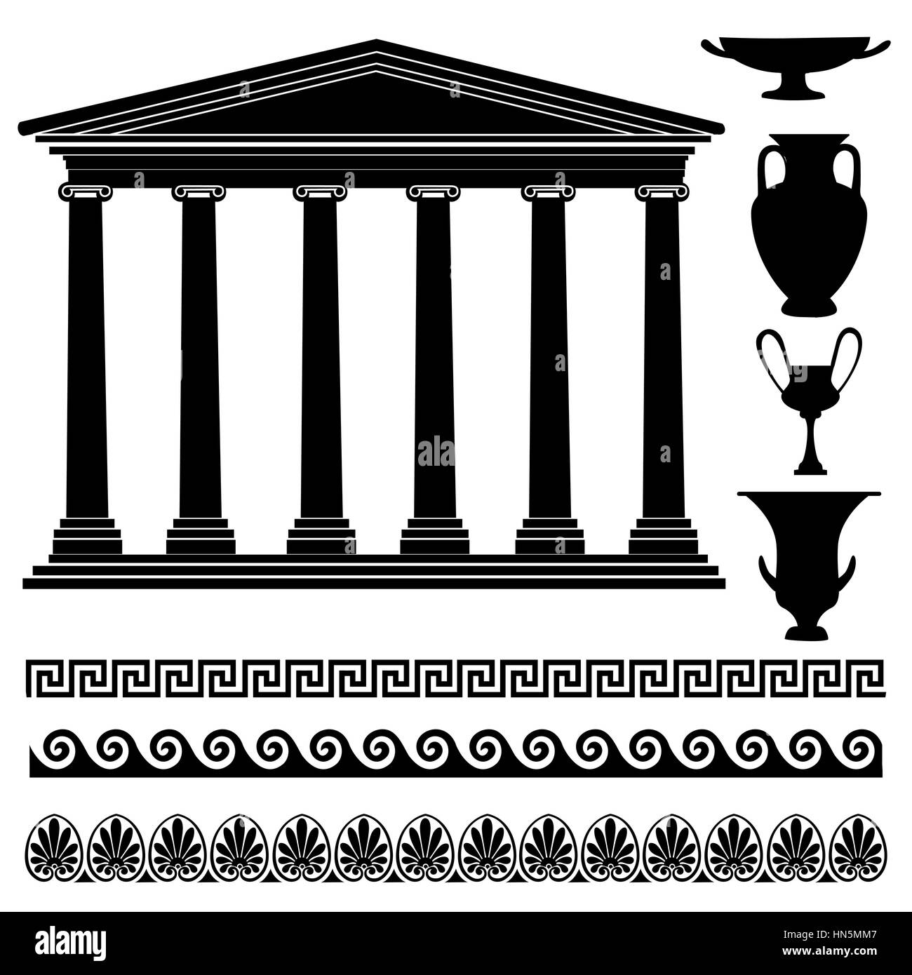 Symbole grec collection silhouette. Transport Grèce icon set Image ...