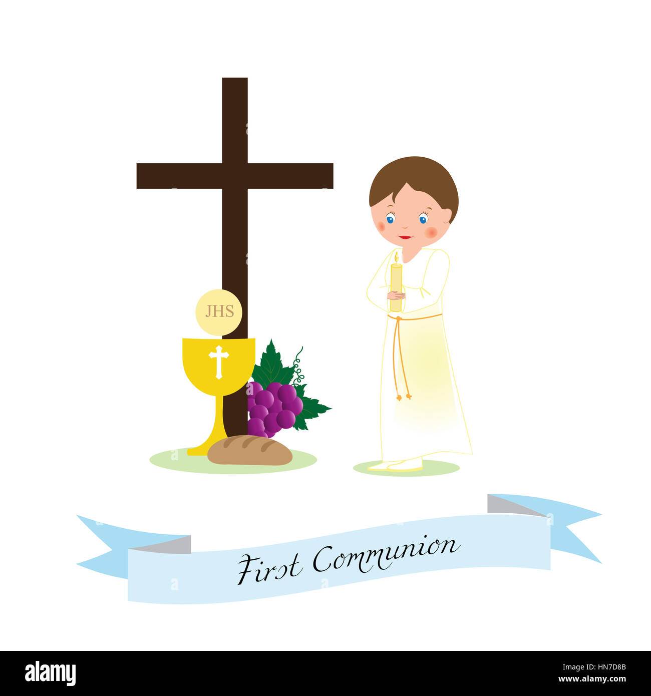 Ma première communion - garçon d'une corde blanche Photo Stock - Alamy