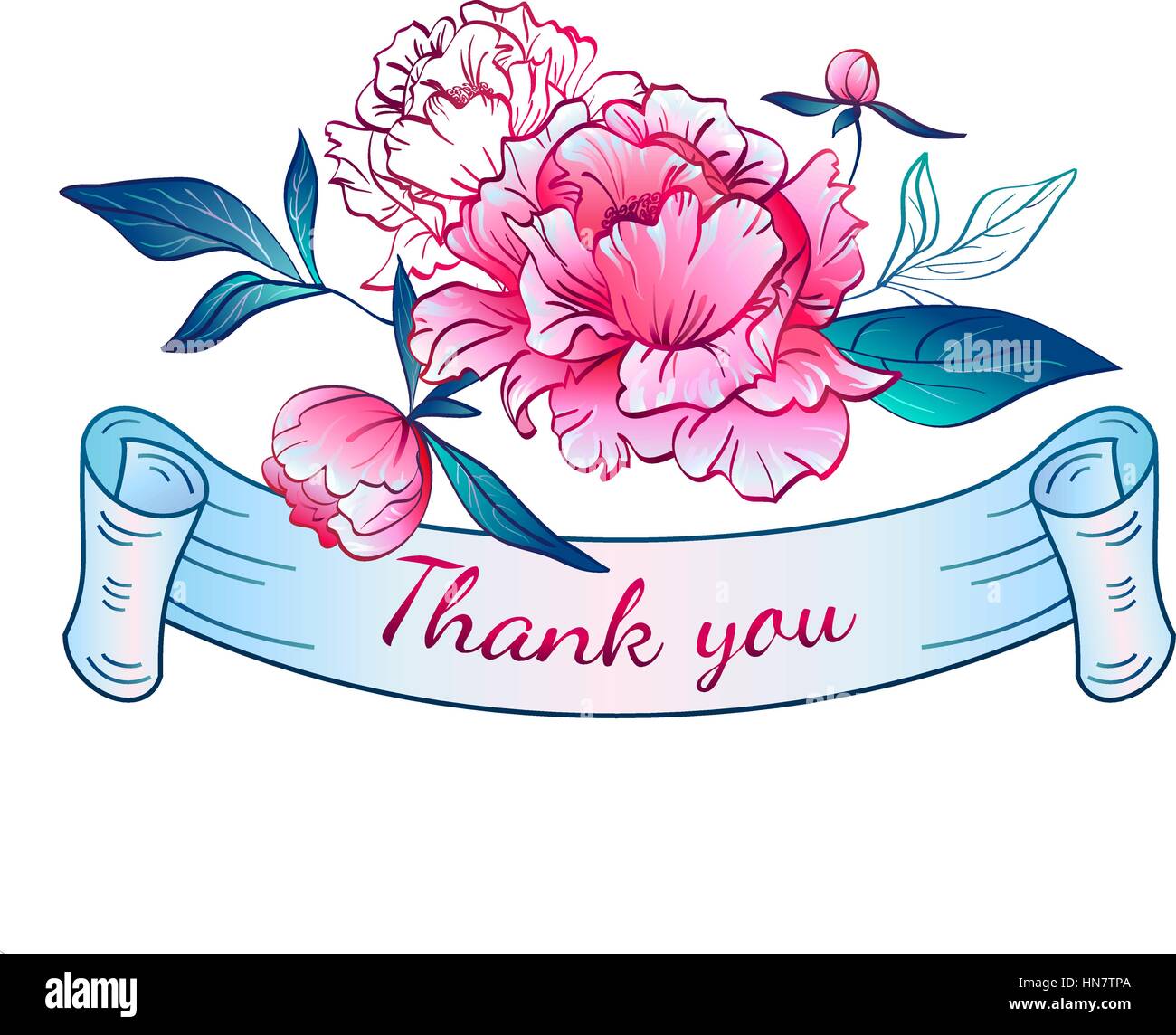 Carte de remerciement roses Banque d'images vectorielles - Alamy