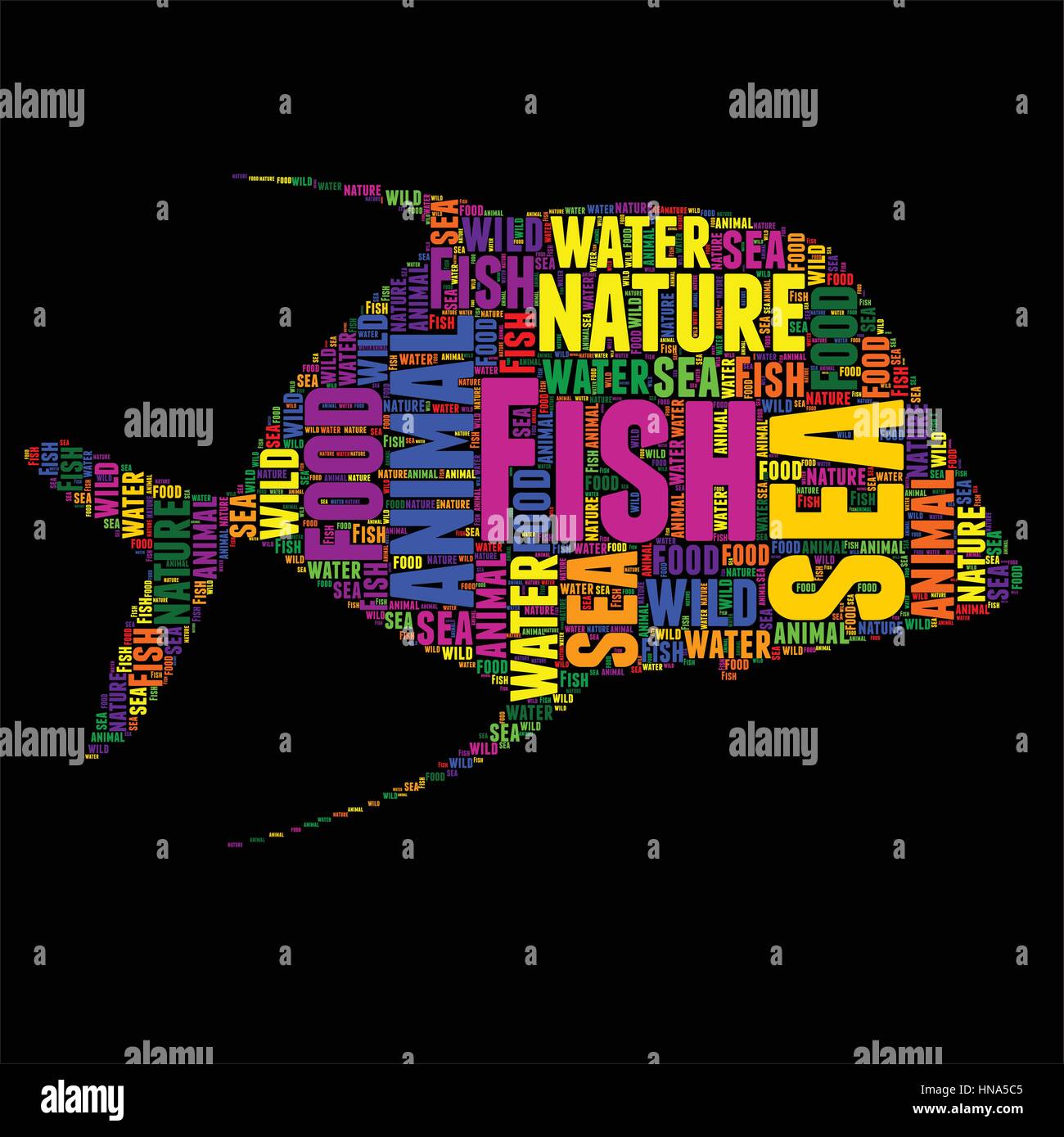 Typographie poissons colorés nuage de mots Vector illustration Image ...