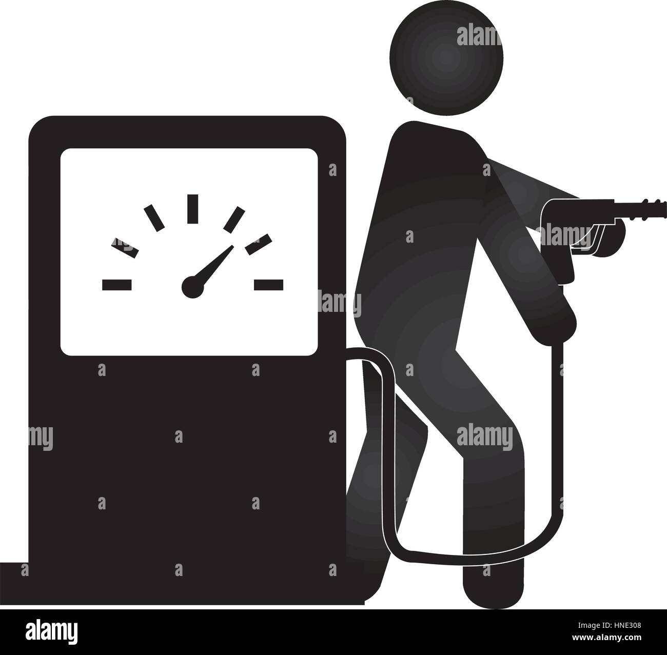 Pictogramme silhouette masculine avec station carburant vector ...