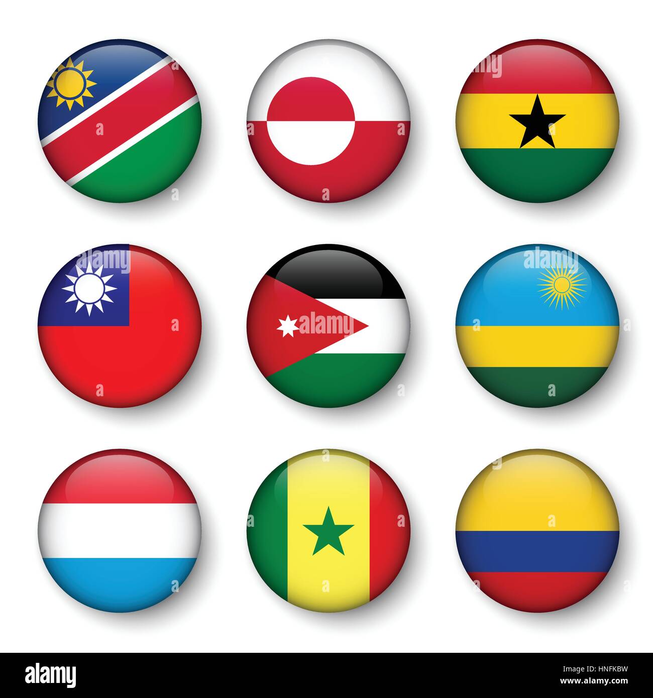Ensemble de drapeaux du monde badges ronds ( Namibie . Le Groenland ...