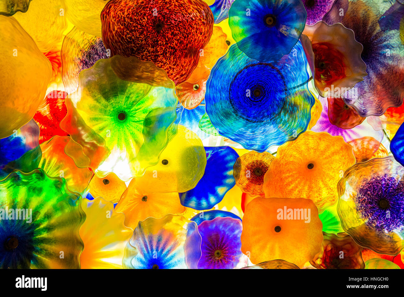 Le plafond de verre soufflé à la fleur à l'hôtel Bellagio à Las Vegas ...