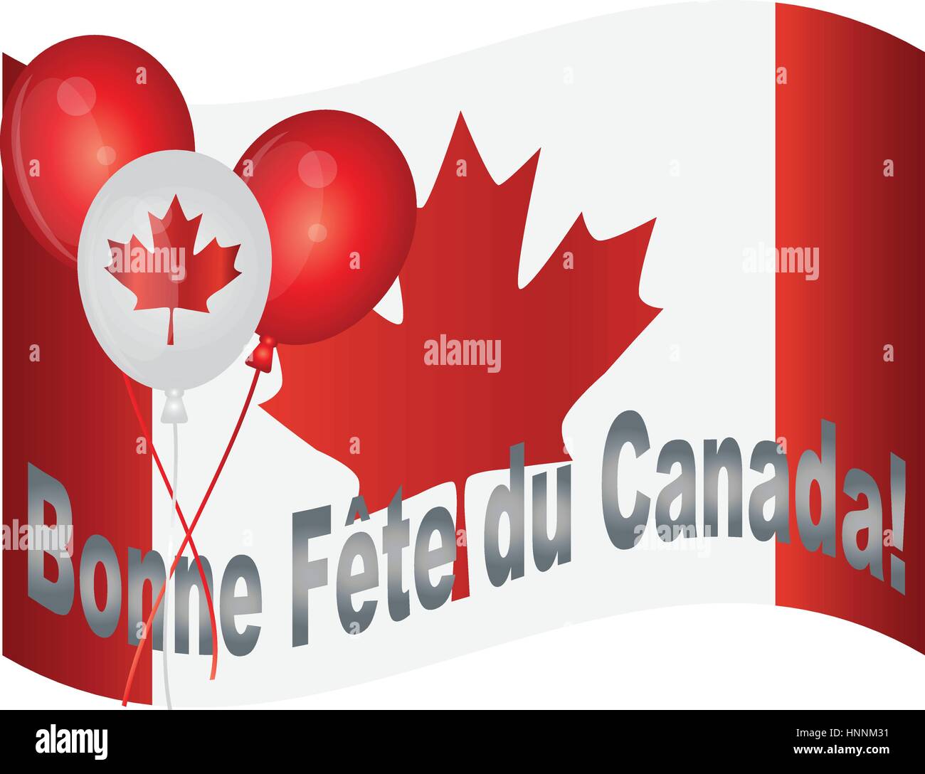 Drapeau canadien et des ballons qui souhaite bonne fête du Canada en ...