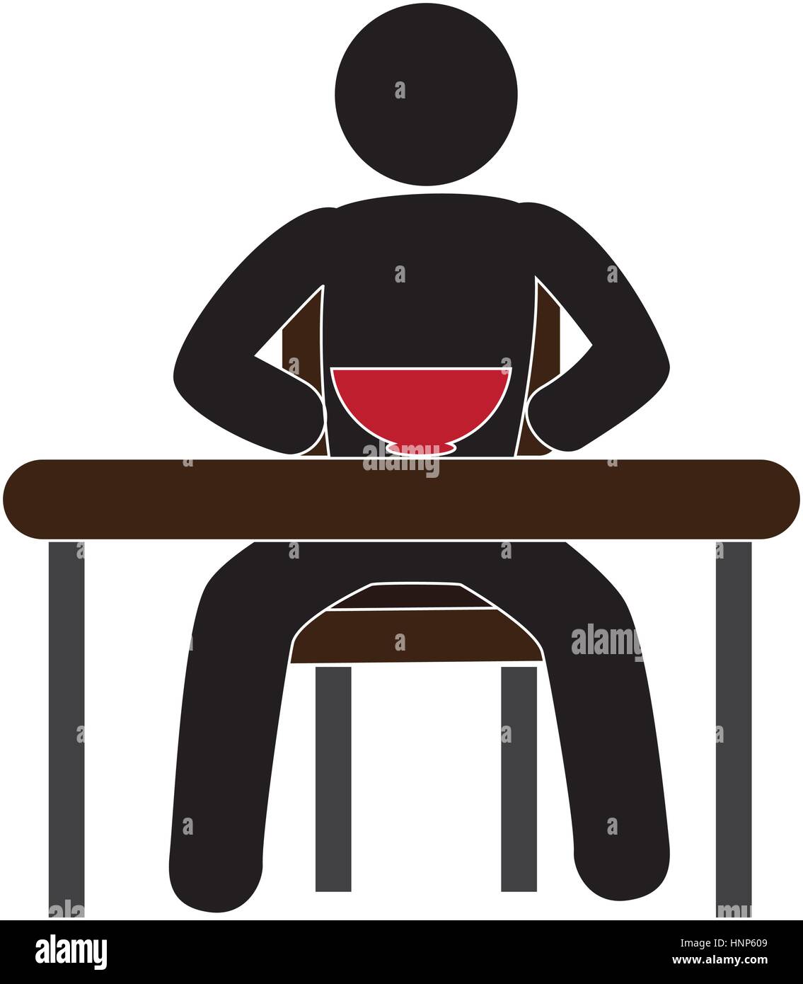 Les pictogrammes avec l'homme dans la table à déjeuner vector ...