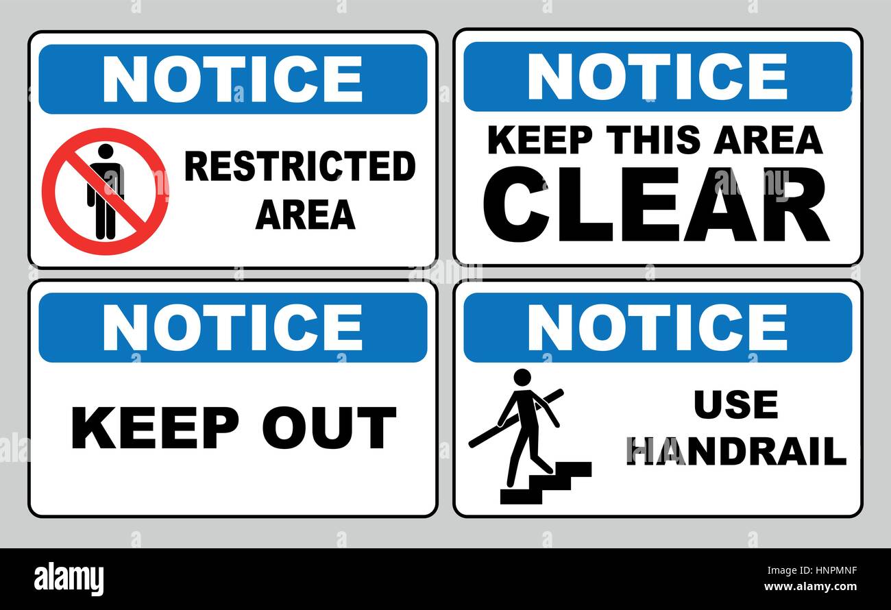 Bannière d'informations avis set. Restricted area, garder cette zone ...