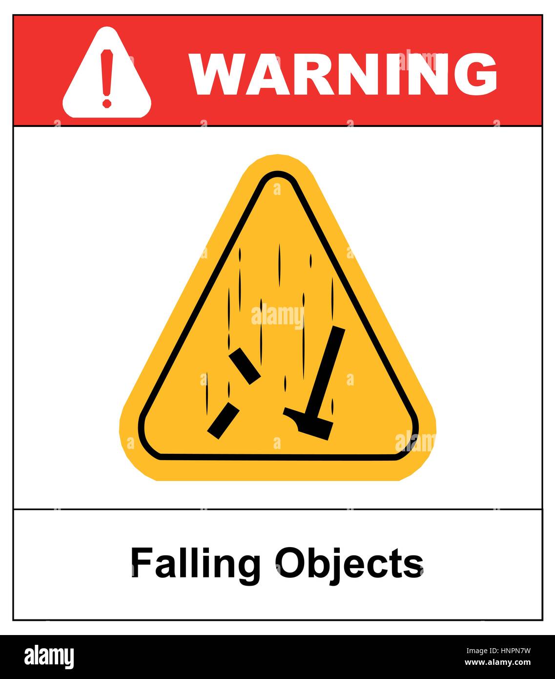 Danger, chute d'objets panneau d'avertissement en jaune triagle ...