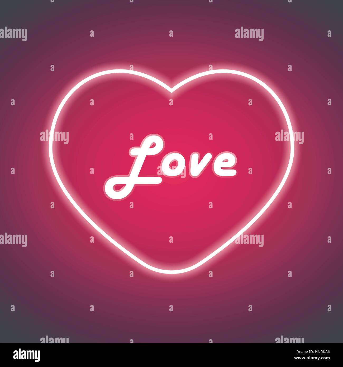 Coeur Neon Neon illustration vectorielle lampe lumineuse en forme de ...