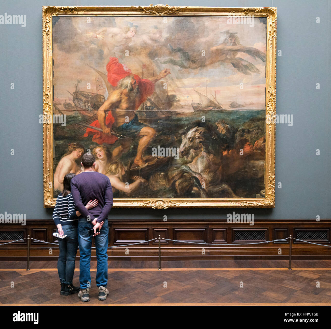 Les visiteurs à la peinture à l'apaisement de Neptune ' ' vagues de ...