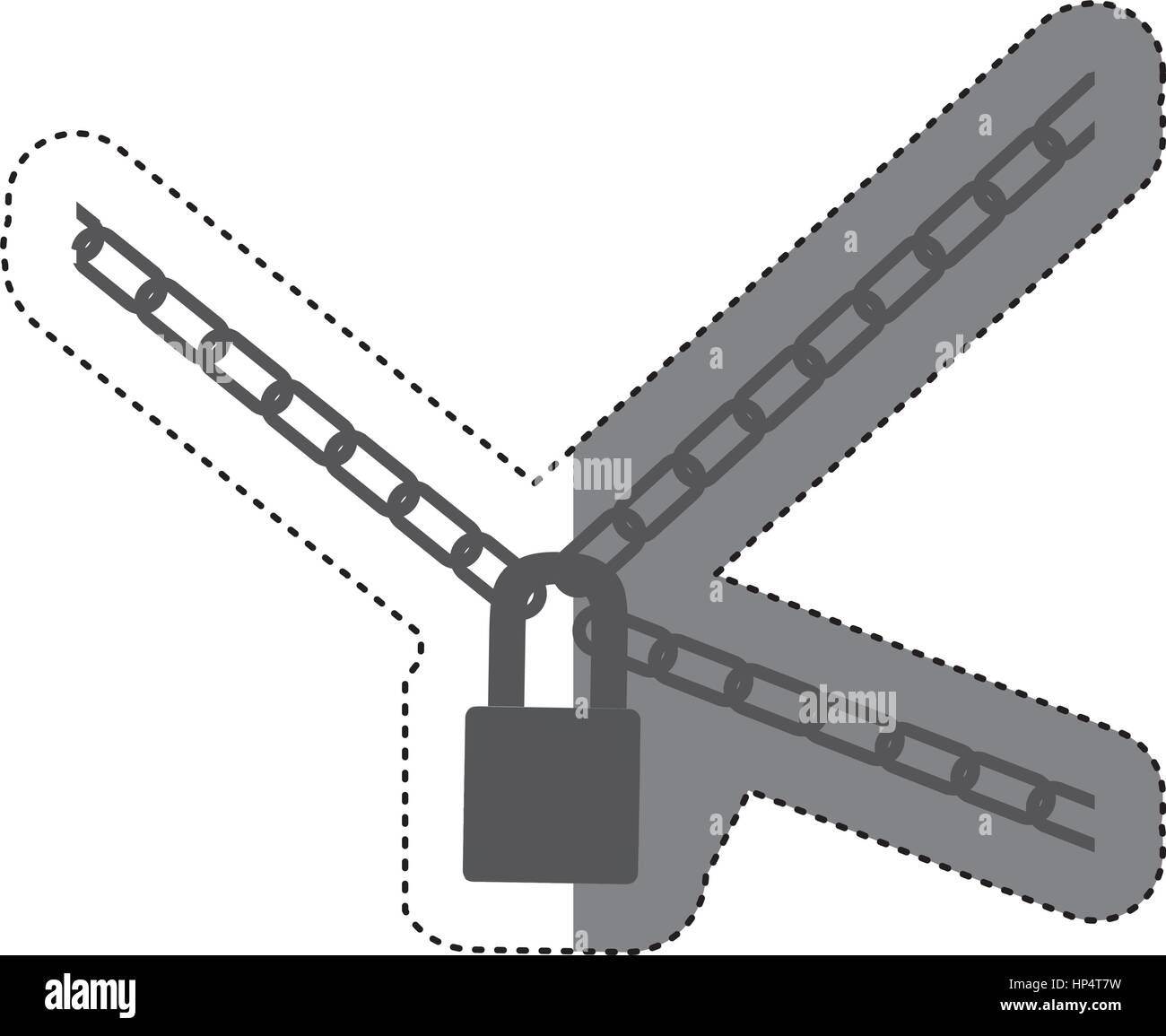 Sticker silhouette grise icône cadenas et chaînes Image Vectorielle ...