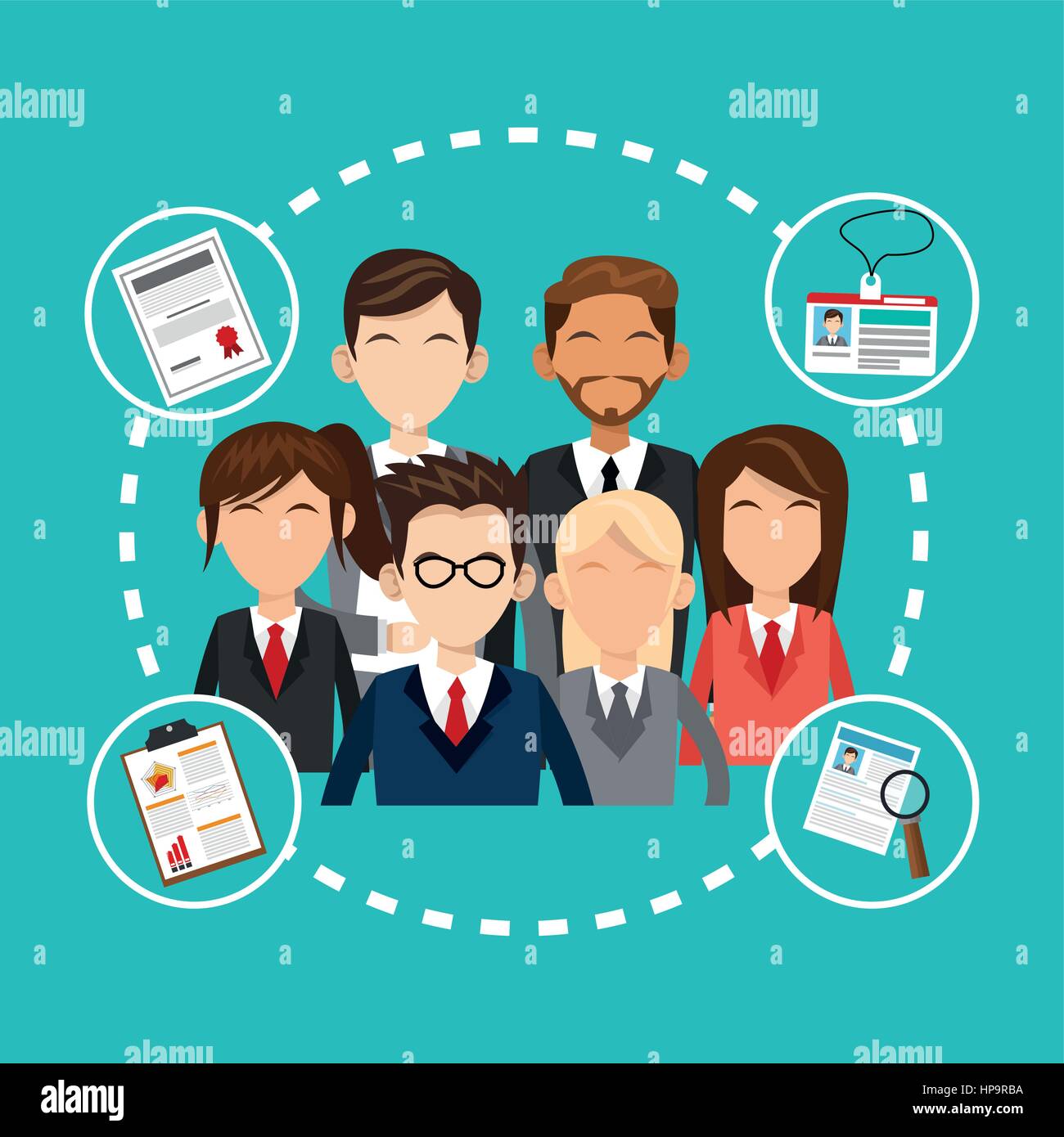 Conception des ressources humaines. L'icône de personnes. Illustration en couleur Image ...