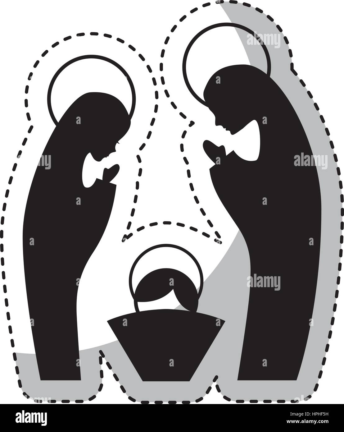 La figure de la famille crèche icône silhouette Image Vectorielle Stock ...