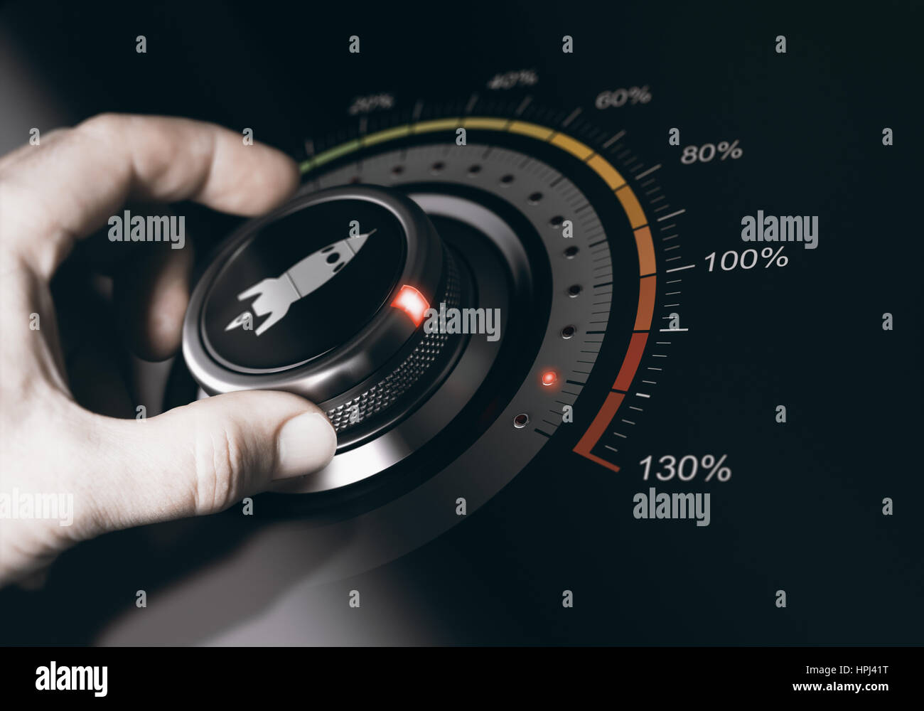 En ce qui concerne la main d'un bouton avec une icône de fusée à l ...