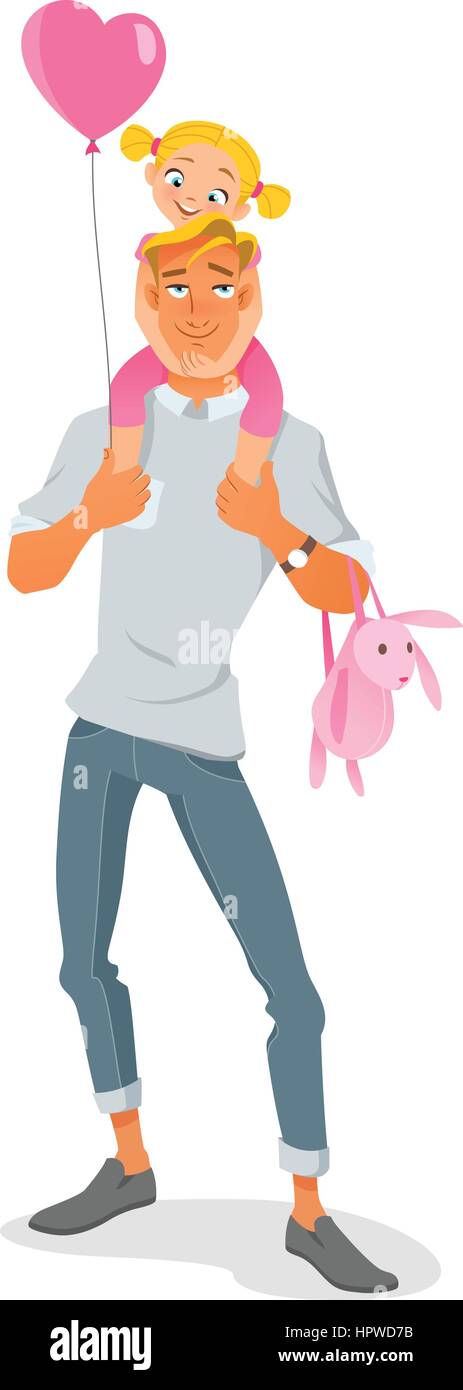 Homme Avec Enfant Sur Le Dos Banque Dimages Vectorielles Alamy