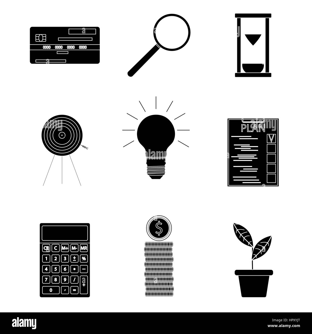 Silhouette noire symbole. Calculatrice et démarrage de la planification ...