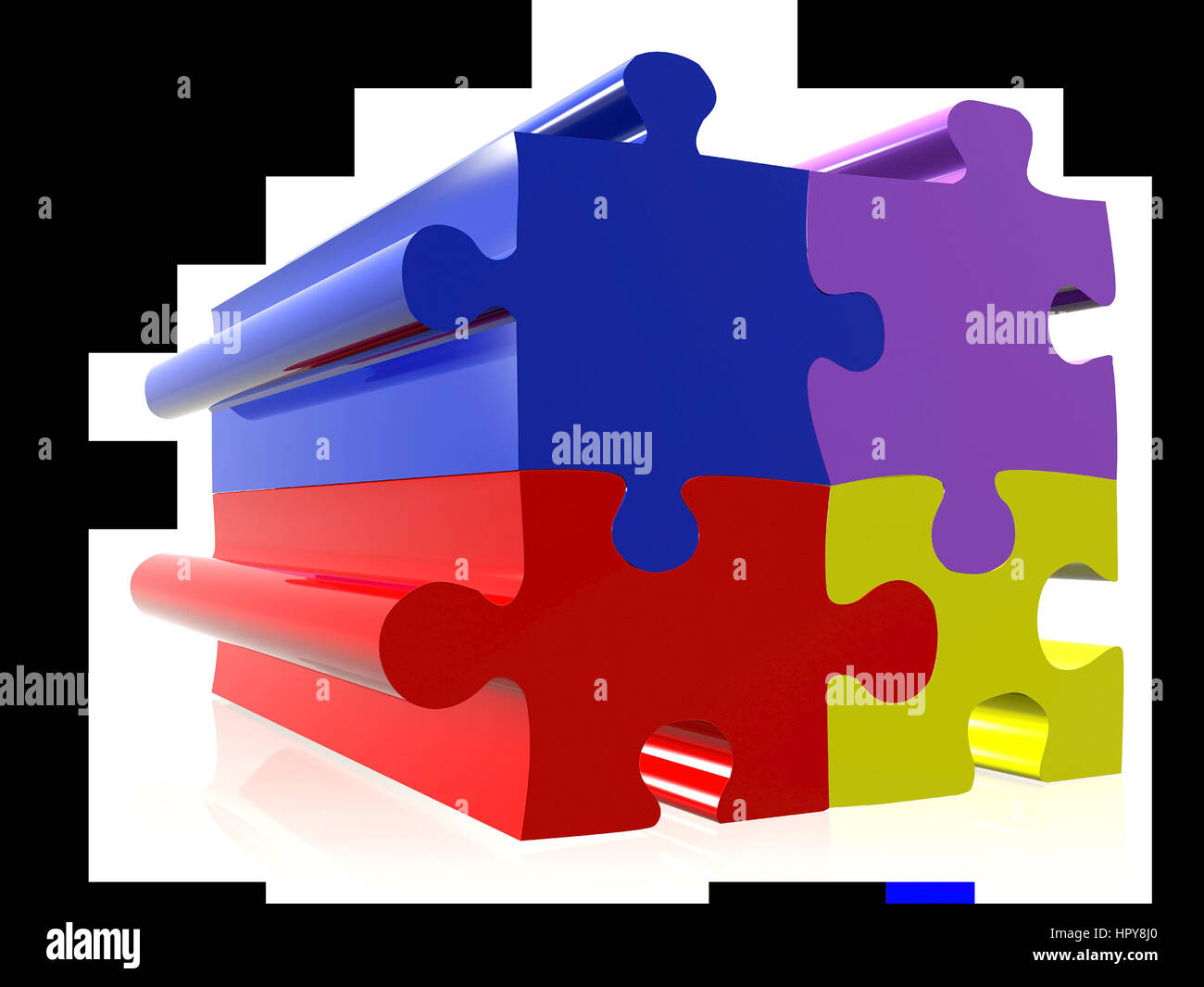 Four pieces puzzle color metaphor Banque de photographies et d’images à ...