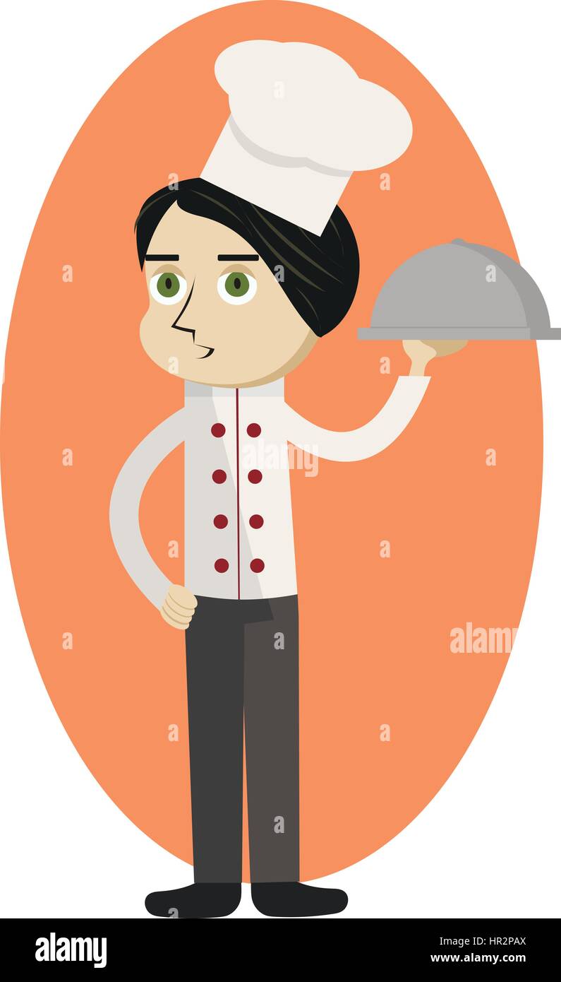 Cartoon chef exerçant son assiette avec repas parfait Image Vectorielle ...