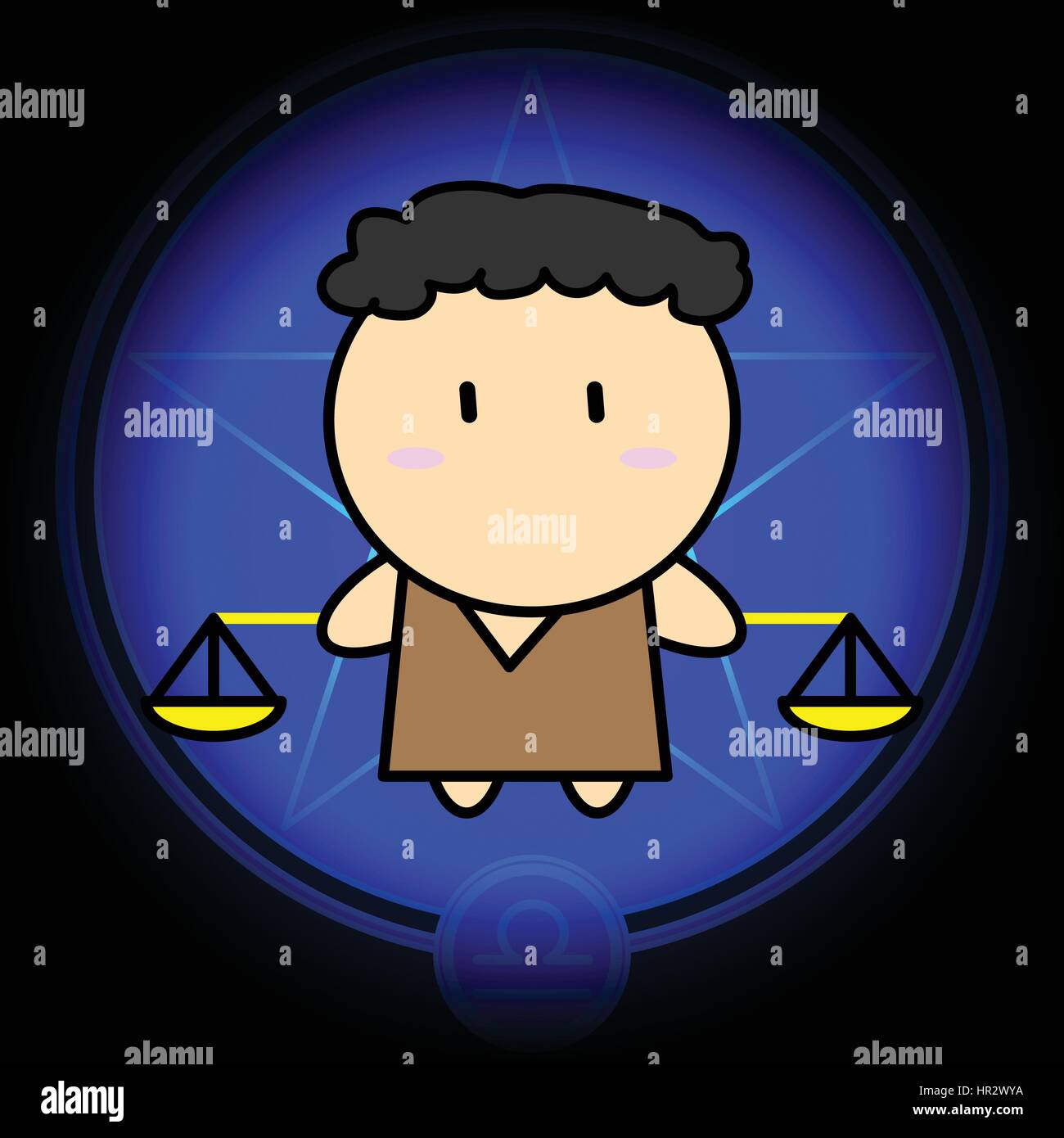 Signe zodiacal Balance de Cartoon vector icône sur fond bleu foncé star ...
