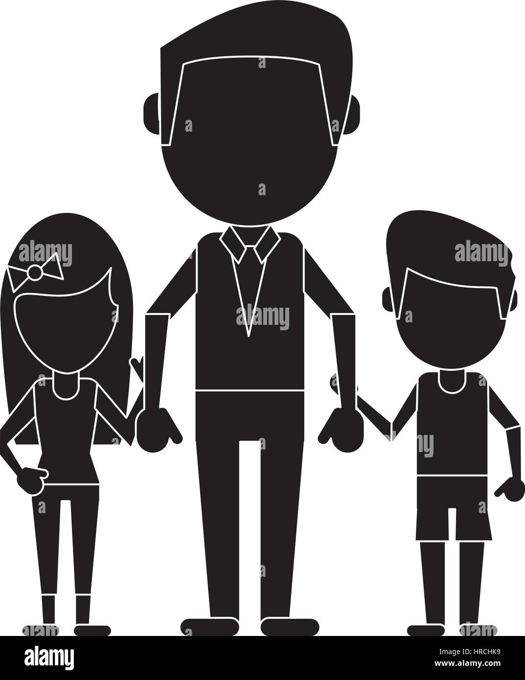 Papa avec son fils fille pictogramme holding hands Image Vectorielle ...