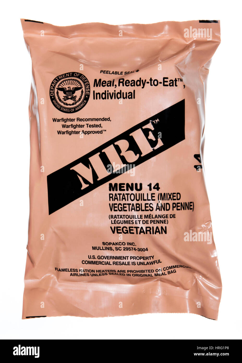 Repas Prêt-à-manger seul repas pour une personne. Ration militaire ...