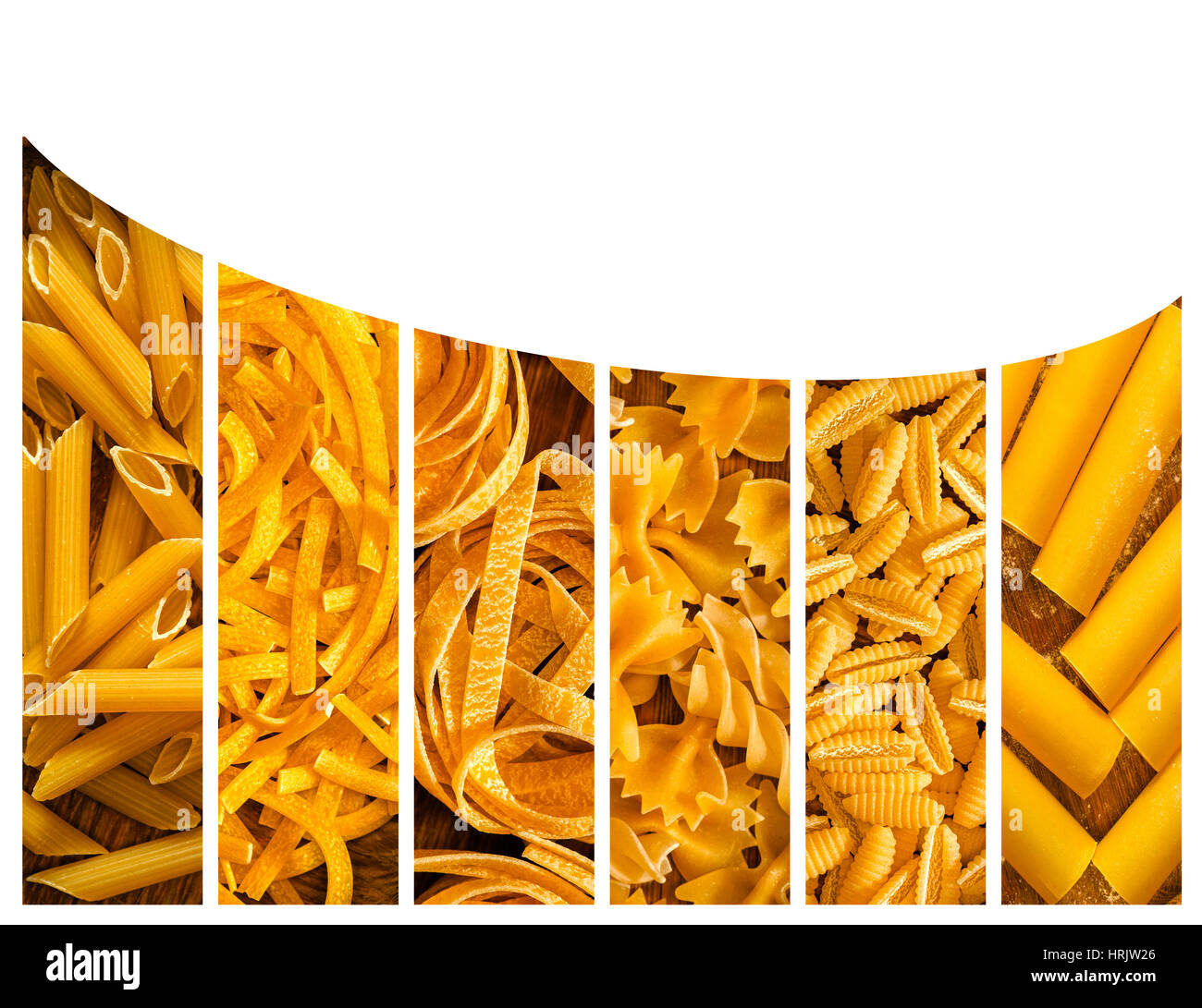 Différentes sortes de pâtes italiennes. Collage des aliments Photo ...