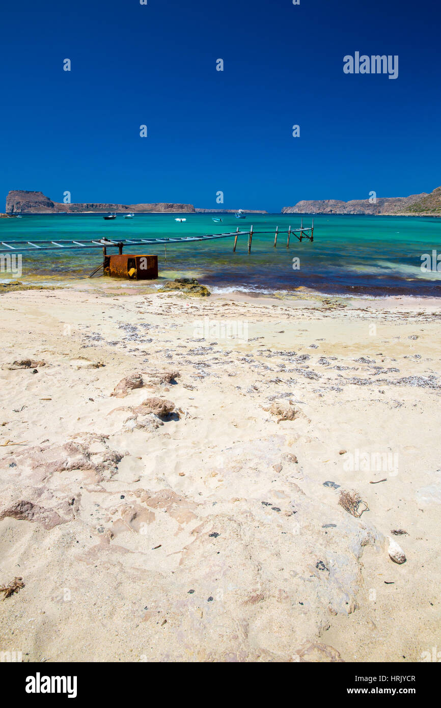 Plage de Balos. Vue depuis l'île de Gramvoussa, la Crète en Grèce ...