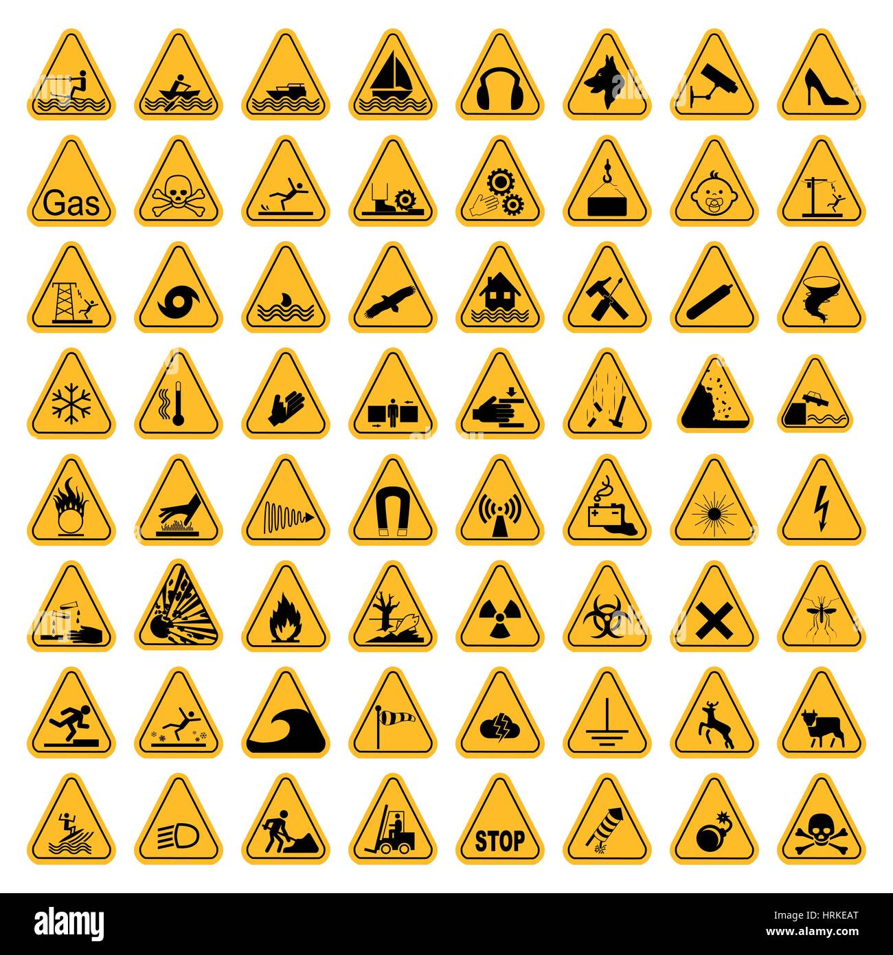 Triangle de Danger Avertissement signe défini. Vector illustration ...