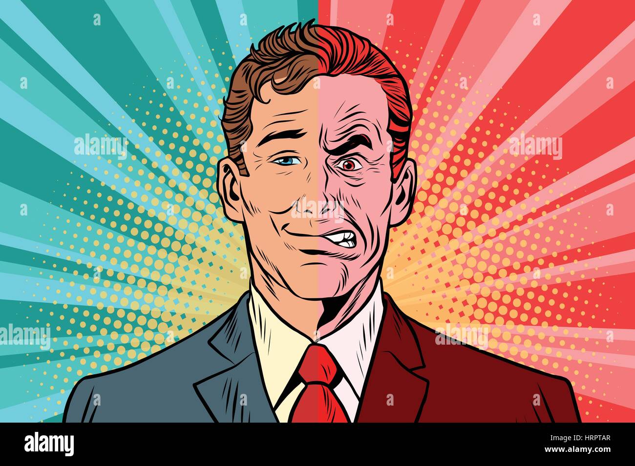 Mauvais bon homme. Les émotions humaines. Vintage comics dessins animés ...