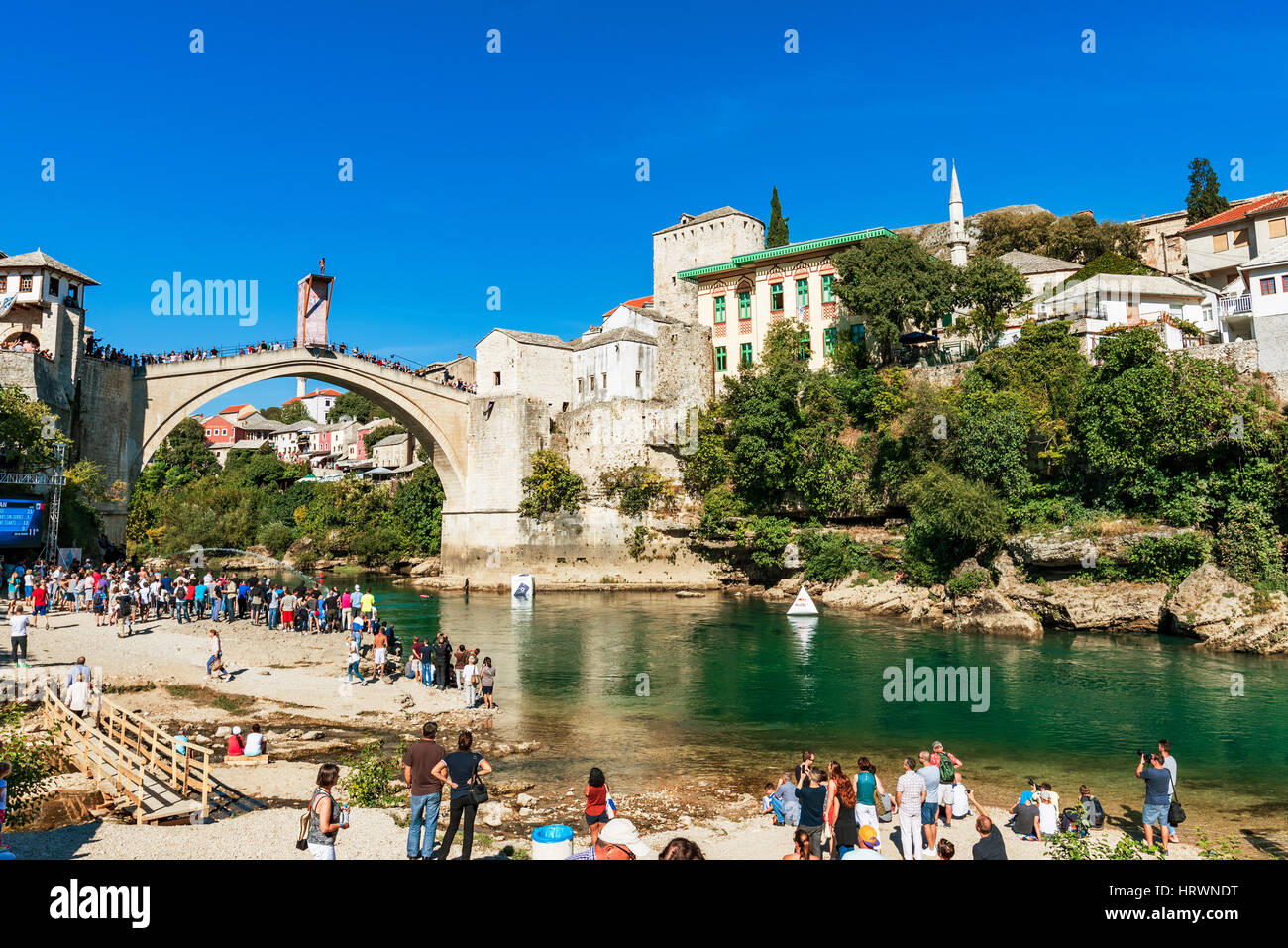 Vue depuis stari most bridge mostar bosnia Banque de photographies et d ...