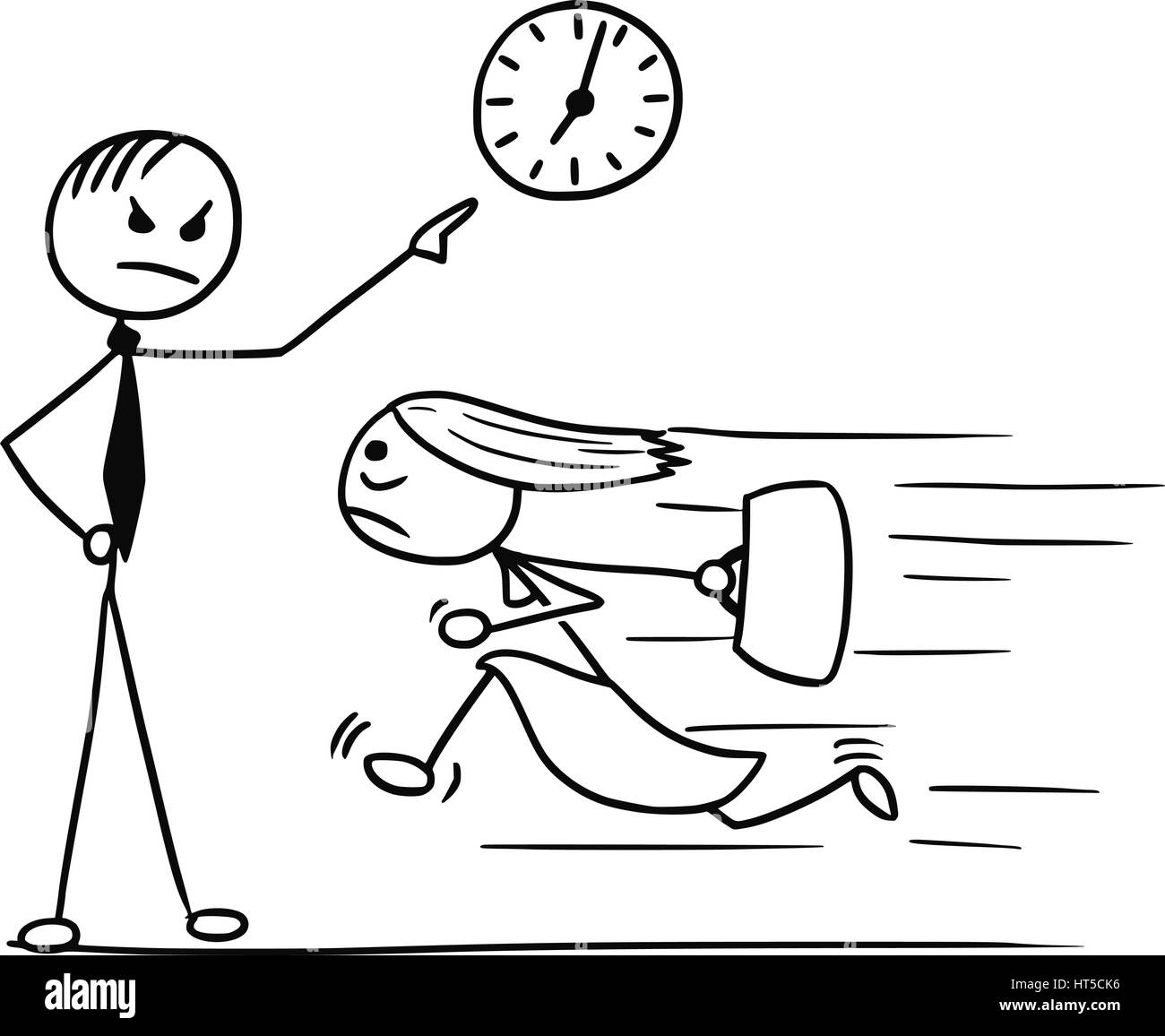 Vector Cartoon doodle stickman woman running pour travailler quelques ...